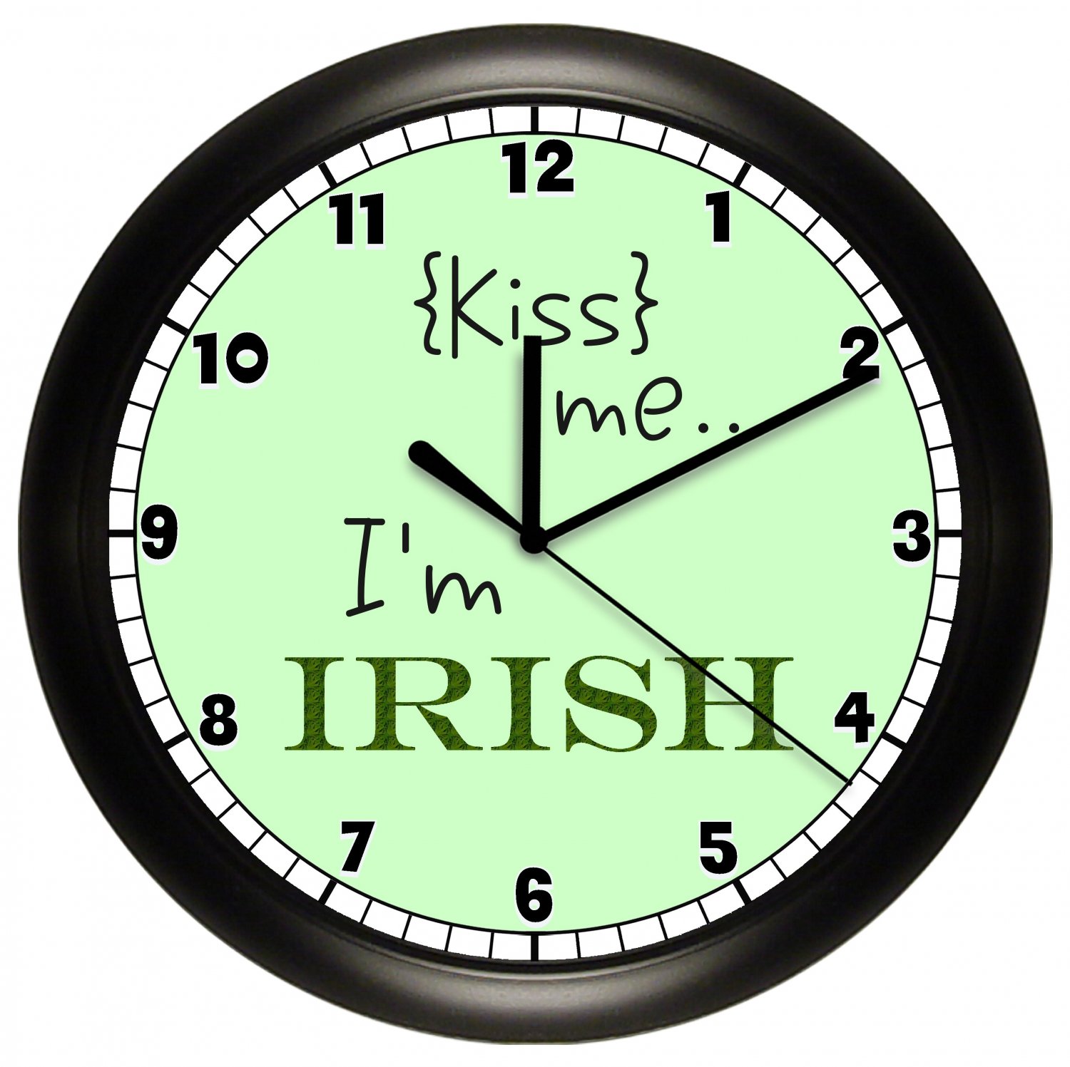 IRISH Wall Clock KISS ME I'M IRISH GREEN