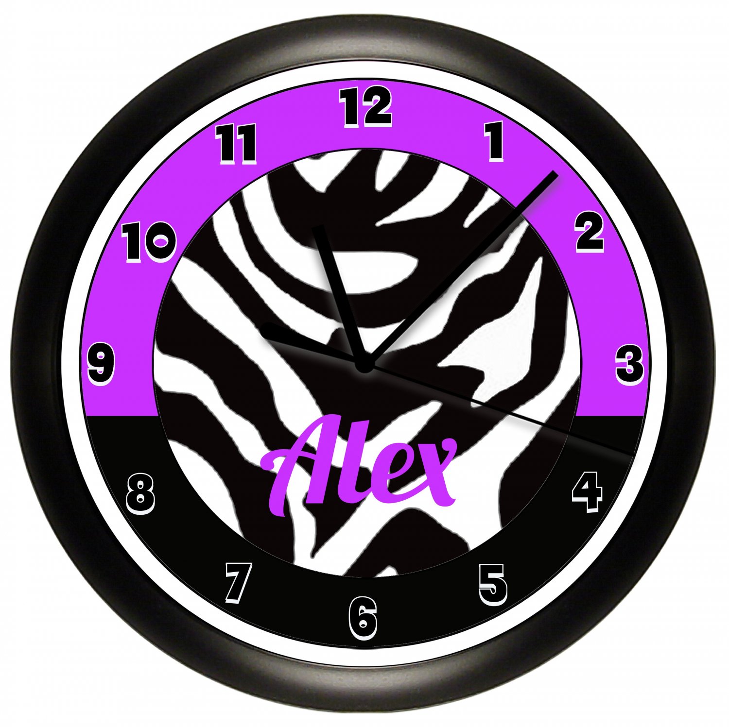Personalized Purple Zebra Print Wall Clock
