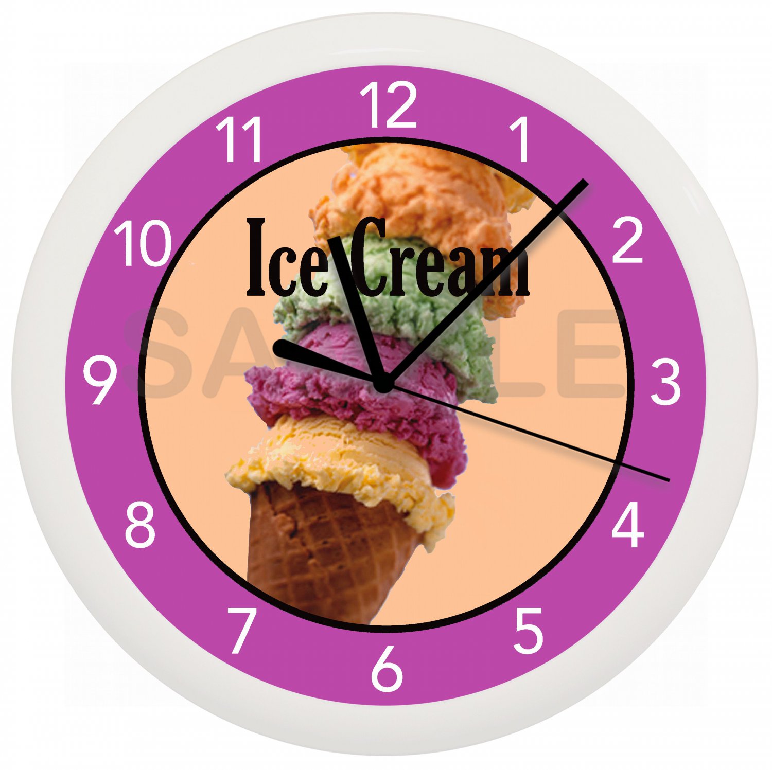 PERSONALIZED ICE CREAM CONE WALL CLOCK