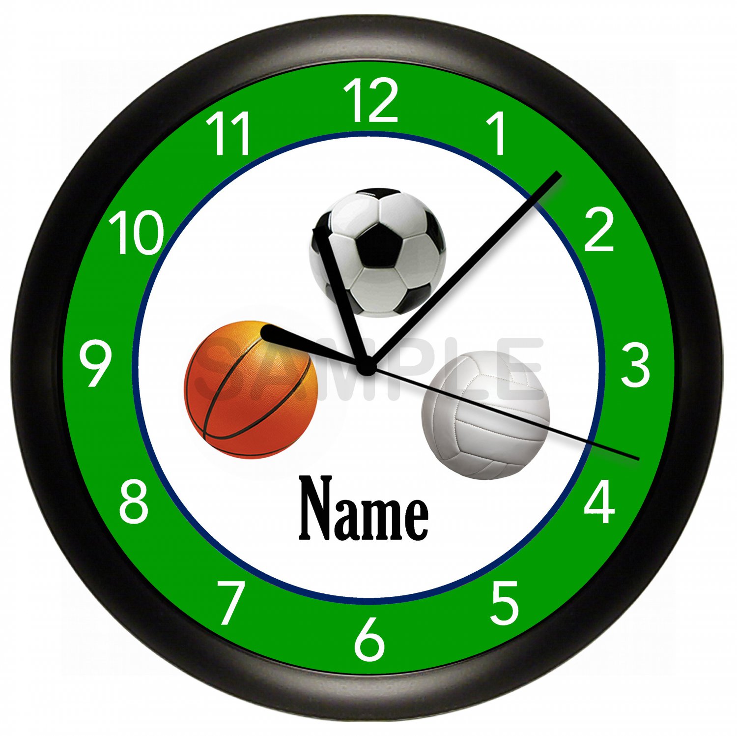 Personalized Green Sports Wall Clock