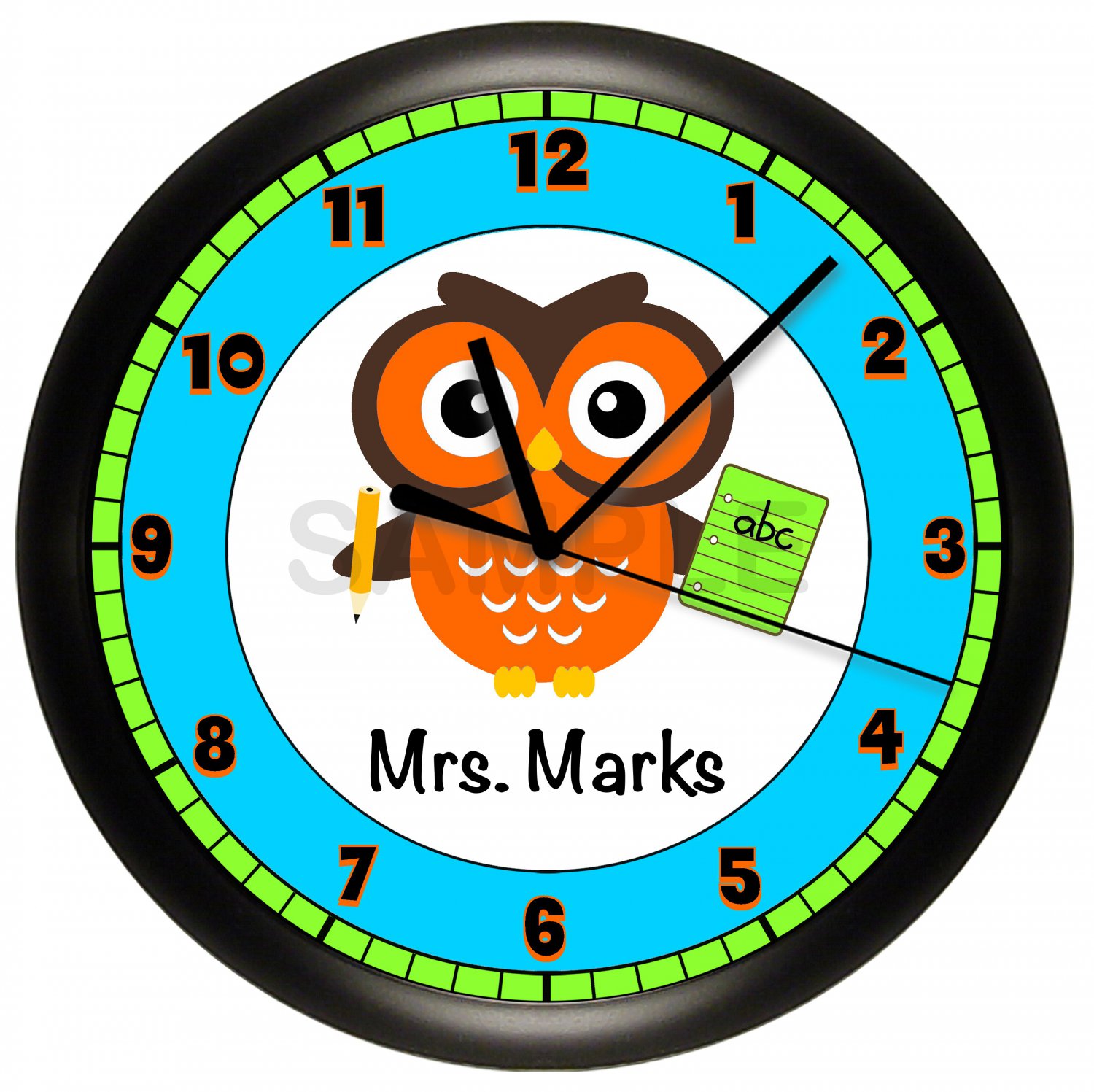 Personalized Owl Teacher Wall Clock