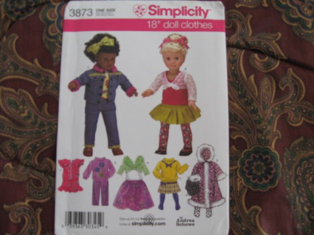 Home & Hobby 18” Doll Clothes Pattern Simplicity #3873 Kits & How To ...