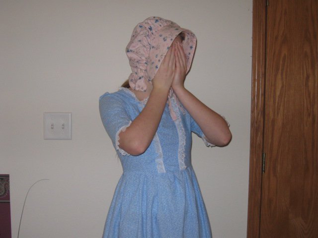 HANDMADE COLONIAL BONNET PINK WITH BLUE FLOWER PRINT CALICO SELF FABRIC ...