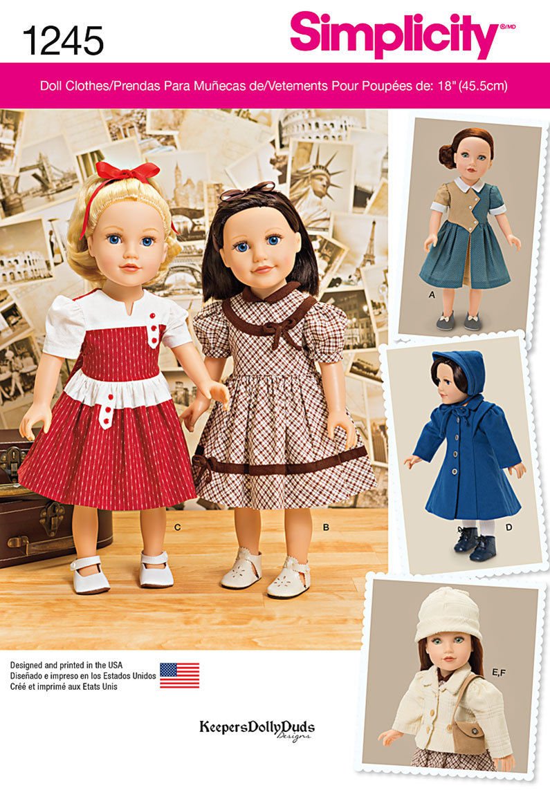 SIMPLICITY 1245 AMERICAN GIRL 18" DOLL CLOTHES PATTERN 1940's 50's ...