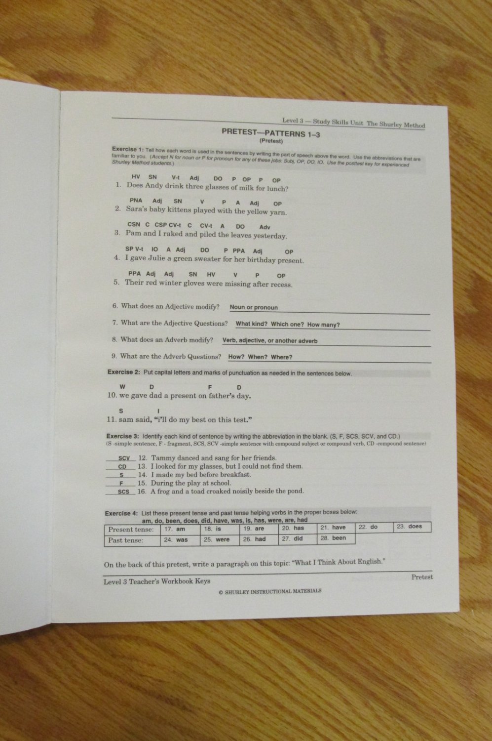 THE SHURLEY METHOD ENGLISH GRAMMAR LEVEL 3 TEACHER & STUDENT WORKBOOK ...