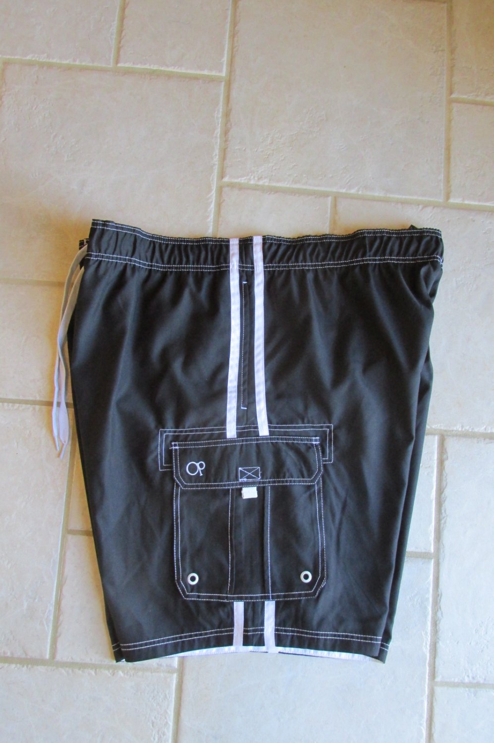 OP OCEAN PACIFIC MEN'S SIZE 3XL SHORTS BLACK CARGO SWIM TRUNKS ELASTIC ...