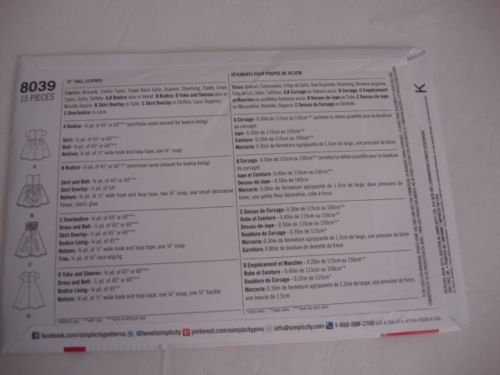 SIMPLICITY 8039 AMERICAN GIRL 18" DOLL CLOTHES PATTERN DRESS MODERN ...