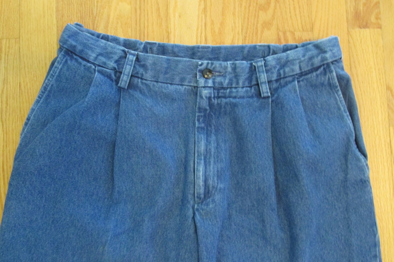 HAGAR MEN'S SIZE 34 X 28 JEANS MED BLUE DENIM TROUSER PLEATED DRESS ...