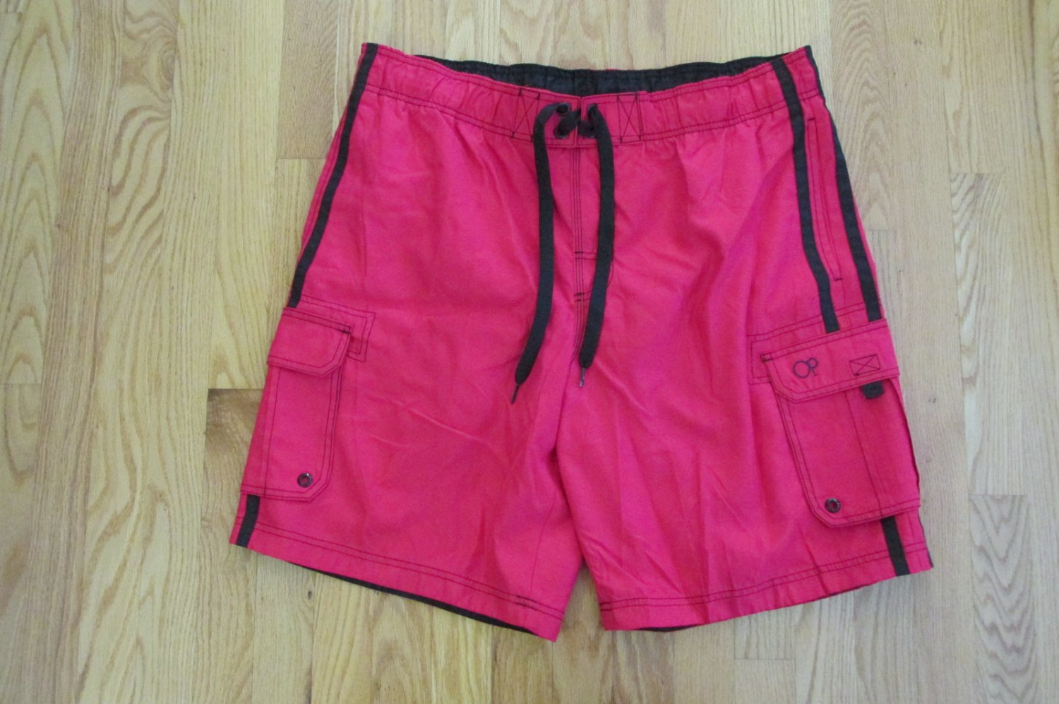 OP OCEAN PACIFIC MEN'S SIZE L 36 -38 SHORTS RED CARGO SWIM TRUNKS ...
