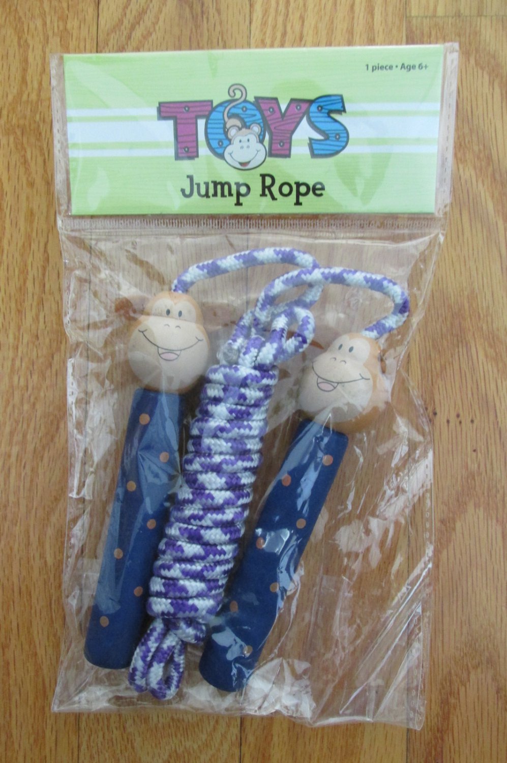 TOYS JUMP ROPE KIDS AGES 6 + PURPLE MONKEY WOOD HANDLES SKIPPING ...