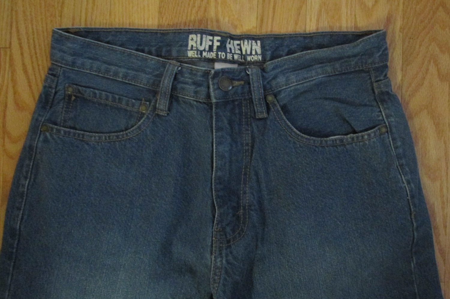 RUFF HEWN MEN'S SIZE 30 X 31 JEANS MED BLUE SLUB DENIM STRAIGHT DAD