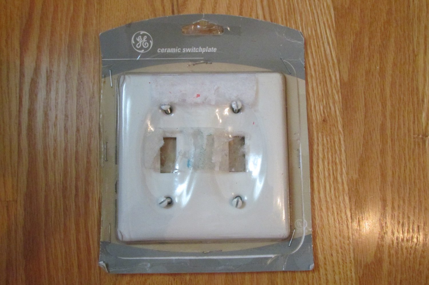 GE CERAMIC PORCELAIN LIGHT 2 SWITCH COVER W/ SCREWS DECOR PLATE