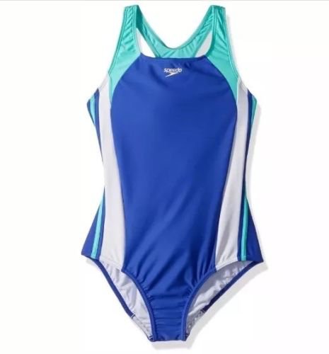 SPEEDO GIRL'S SIZE 14 SWIM SUIT BLUE & AQUA ONE PIECE RACE BACK ...
