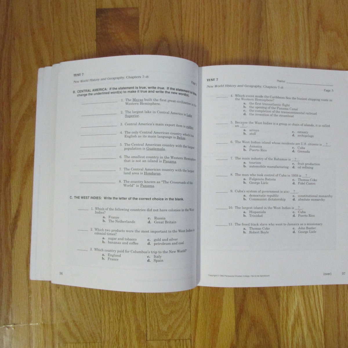 ABEKA NEW WORLD HISTORY & GEOGRAPHY 4 BOOK SET GRADE 6 CHRISTIAN HOME ...