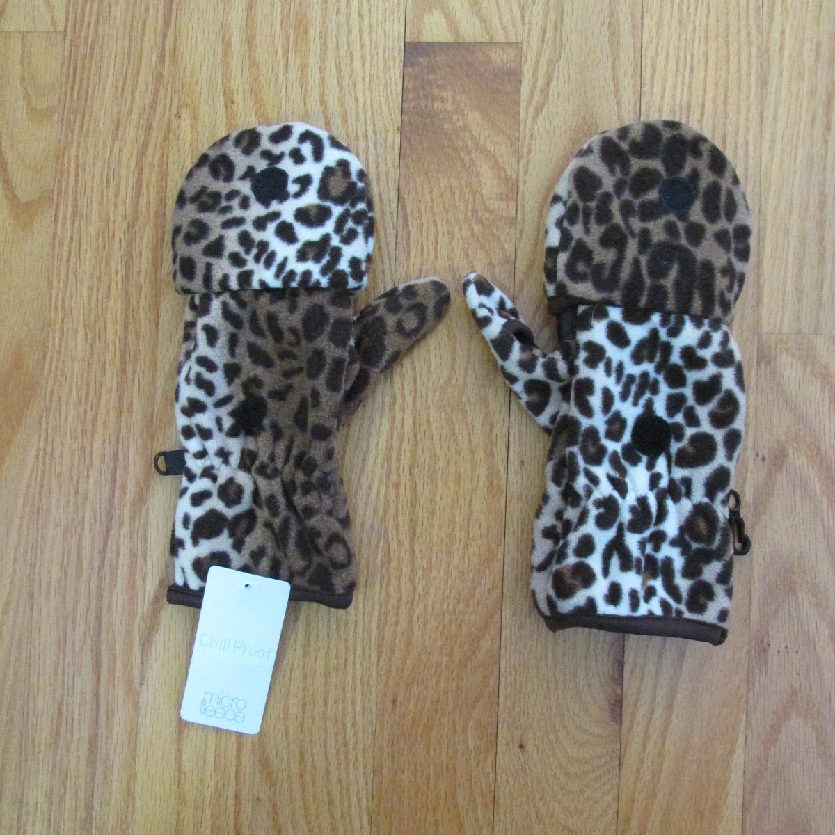 CHILL PROOF GIRL'S ONE SIZE MITTENS BROWN, & TAN LEOPARD CHEETAH PRINT ...