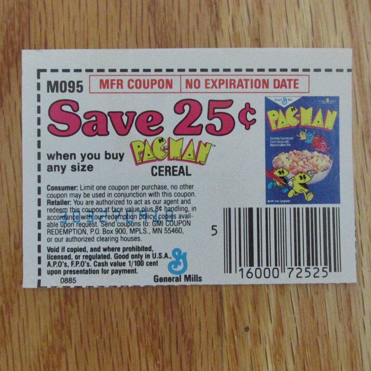 VINTAGE PAC MAN CEREAL COUPON GENERAL MILLS GM HORIZONTAL CUT OUT 2" X ...
