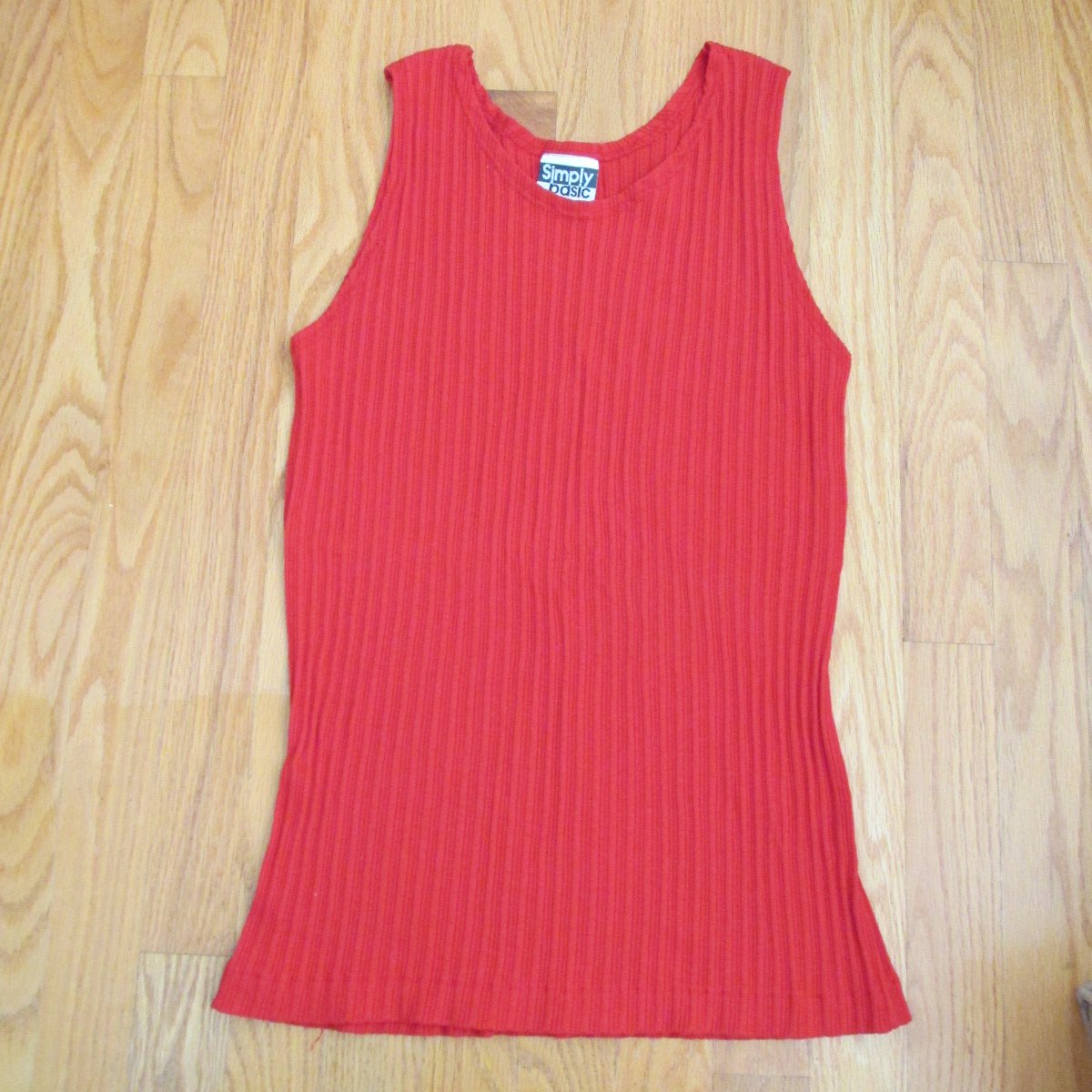 SIMPLY BASIC WOMEN'S SIZE RED ROUND NECK TANK TOP SLEEVELESS RIBBED ...