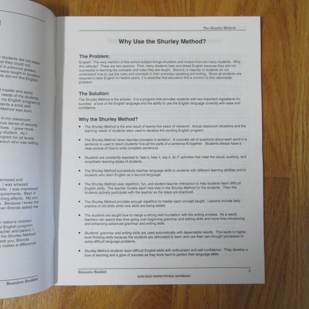 THE SHURLEY METHOD ENGLISH GRAMMAR RESOURCE BOOKLET c 1997