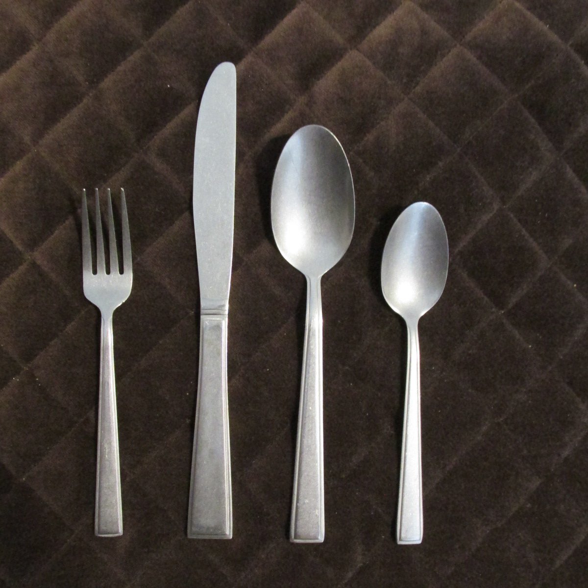 INTERNATIONAL STAINLESS CHINA FLATWARE SET of 9 SATIN SILVERWARE ...