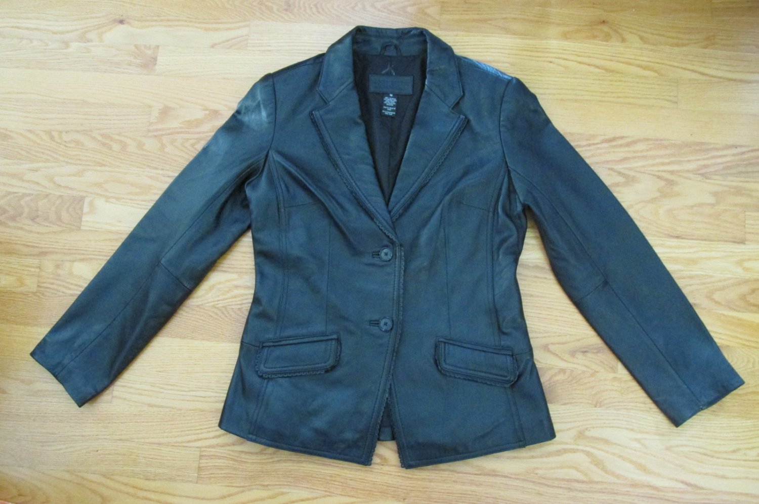 JACLYN SMITH CLASSICS WOMEN'S SIZE 10 JACKET BLACK LEATHER SUIT COAT