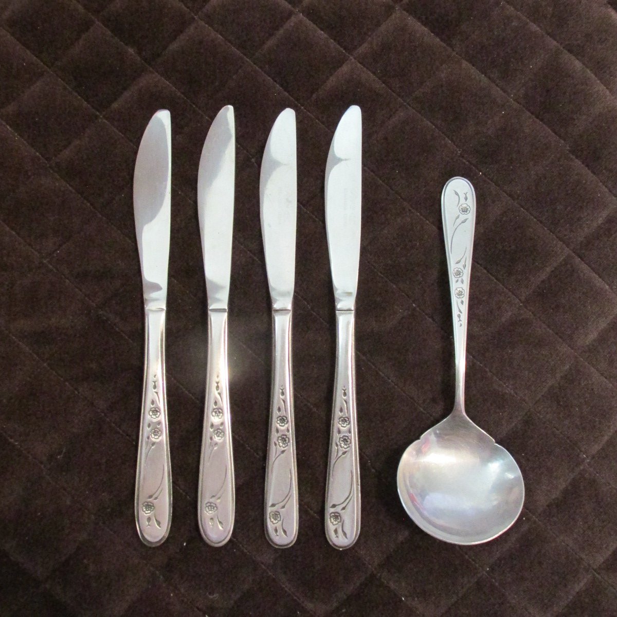 ROGERS STAINLESS CHINA FLATWARE PERFECT ROSE SET of 5 SILVERWARE ...