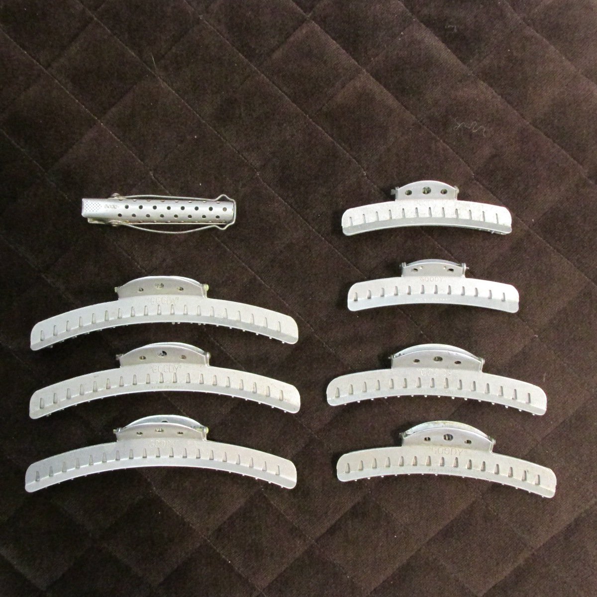GOODY ALUMINUM WAVE CLIPS SET of 8 VINTAGE 1950'S CLIPS HAIR SALON