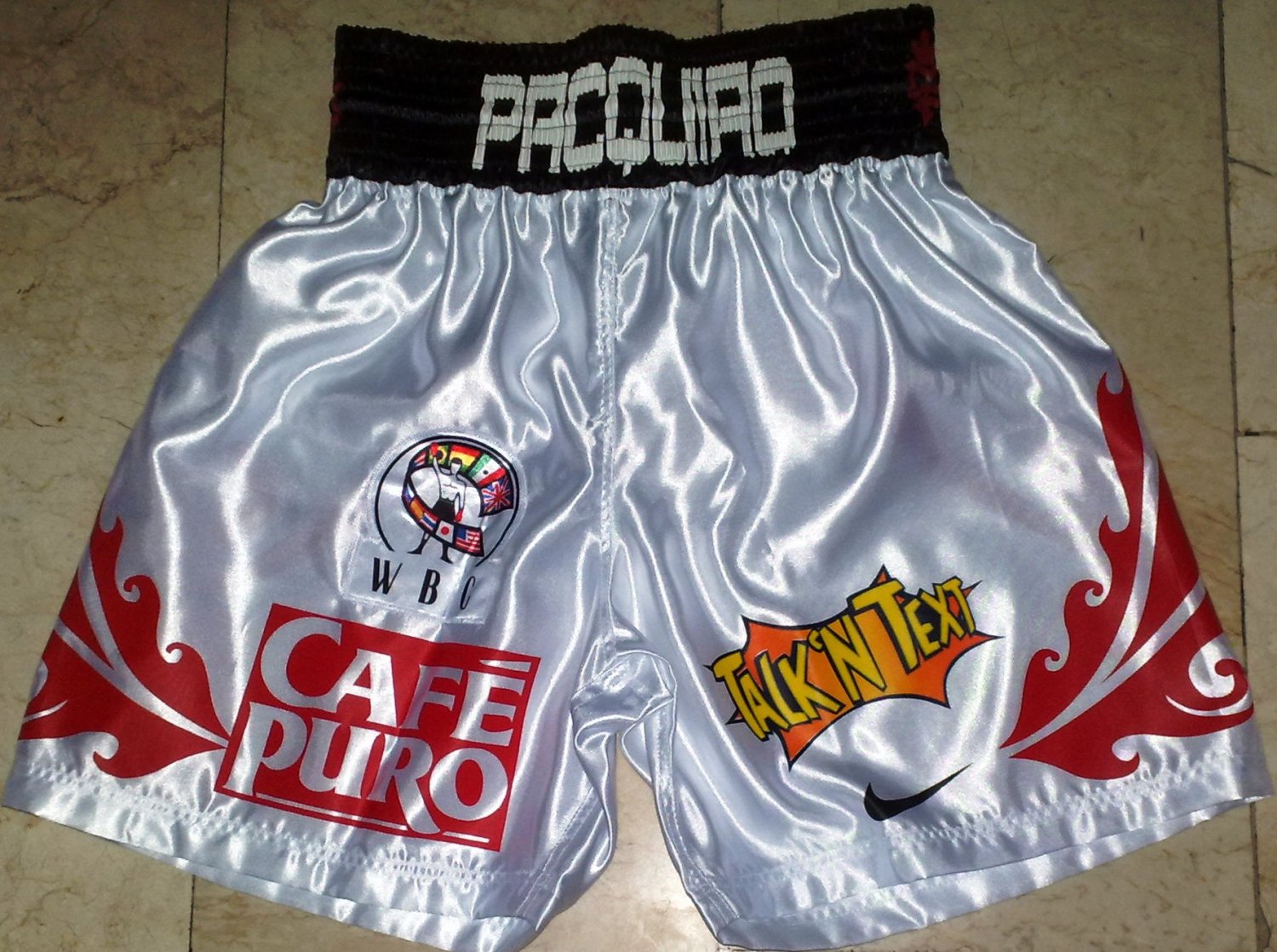 MANNY PACQUIAO Boxing Trunks vs. MARQUEZ 2 sz M New