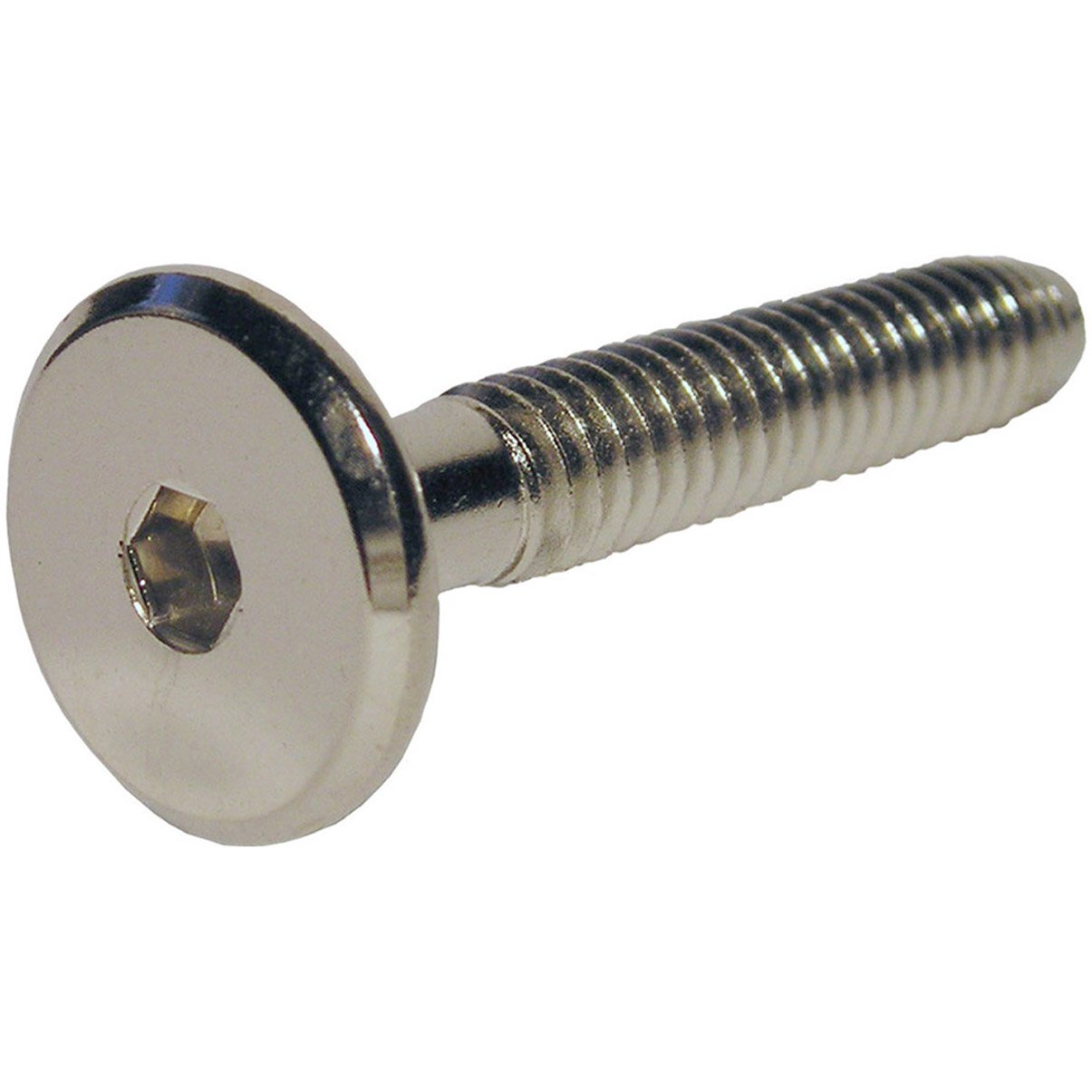 1/4" - 20 x 30mm (1-3/16") Chrome Finish Hex Drive 17mm Flat Pancake ...