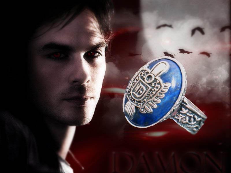 THE VAMPIRE DIARIES Season 1 2 3 Damon Salvatore D Silver Ring Size 10 ...