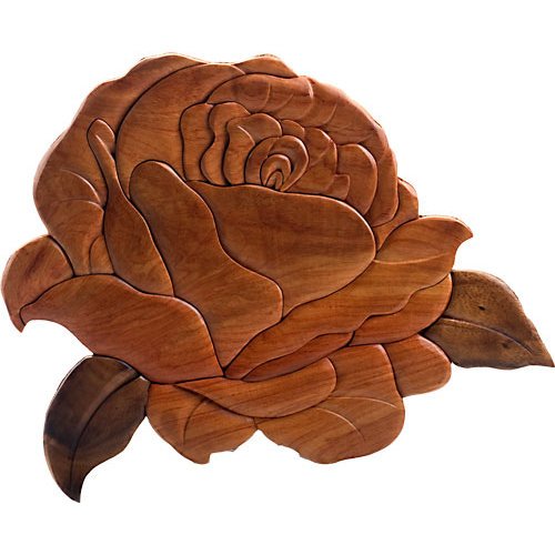 Wood Intarsia Rose Wall Hanging #1274