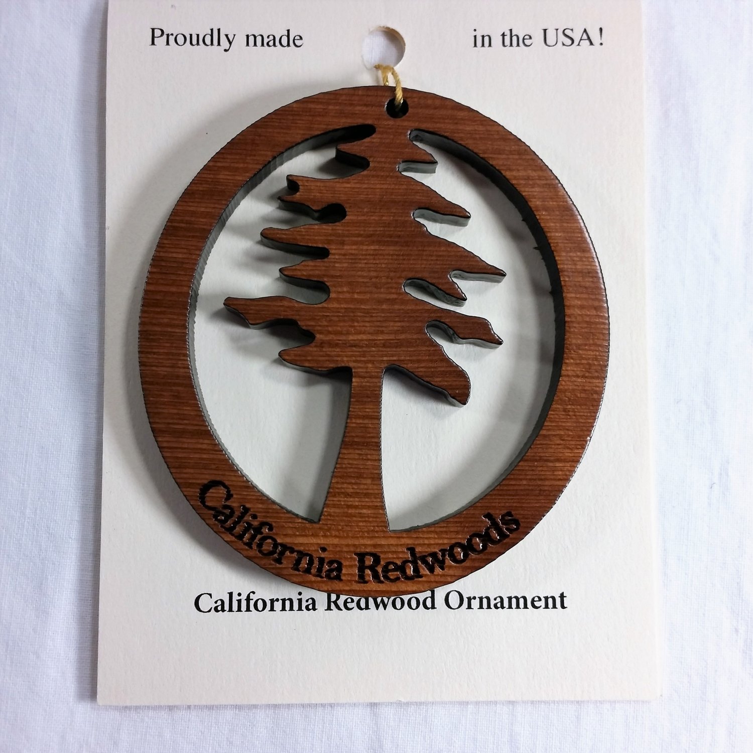 Redwood Tree Ornament Handcrafted Redwood #1066L HWP