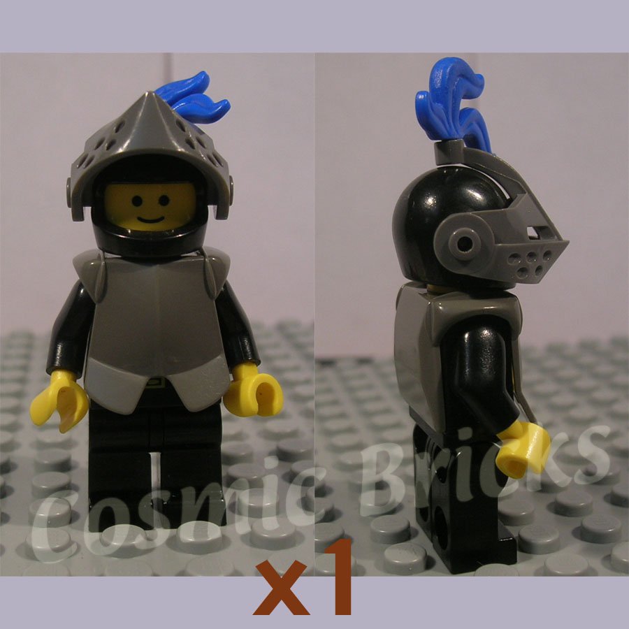 LEGO Breastplate Armor Black Helmet Visor Blue 3-Feather Plume (single,U)