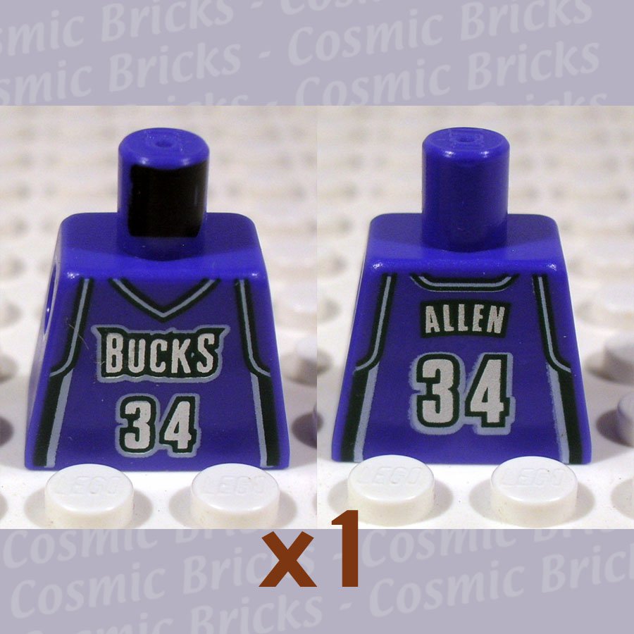 LEGO Violet Torso NBA Milwaukee Bucks #34 (single,N)