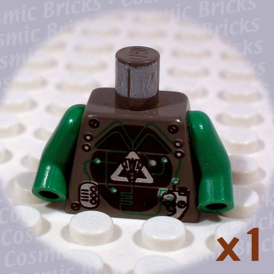 LEGO Dark Gray Torso Space Insectoids Silver Logo Black Panels 2 Silver ...