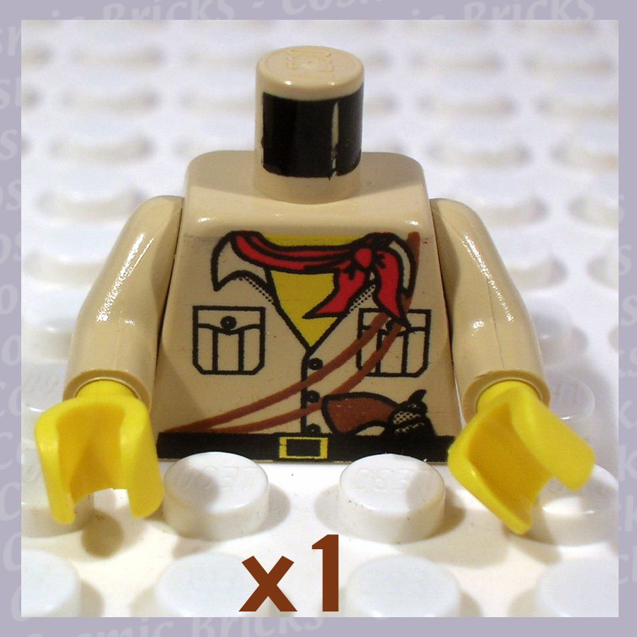 LEGO Brick Yellow Torso Adventurers Desert Safari Shirt Red Bandana Tan ...