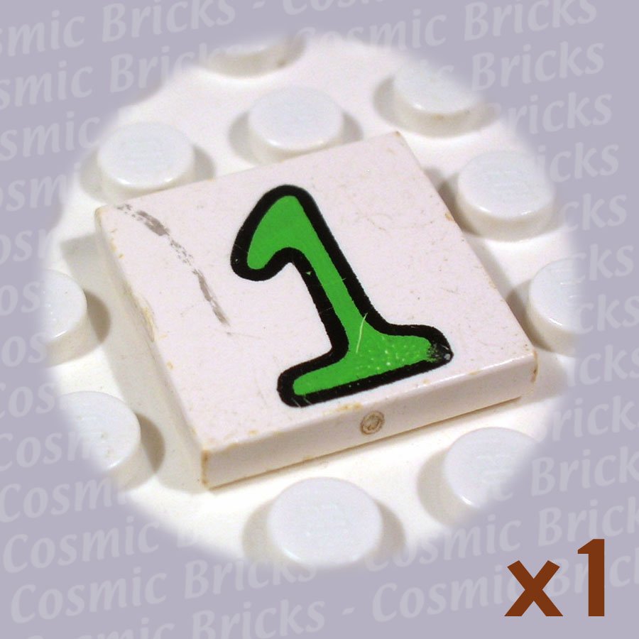 LEGO White Tile 2x2 Number 1 Fabuland Pattern 3068 (single,U)