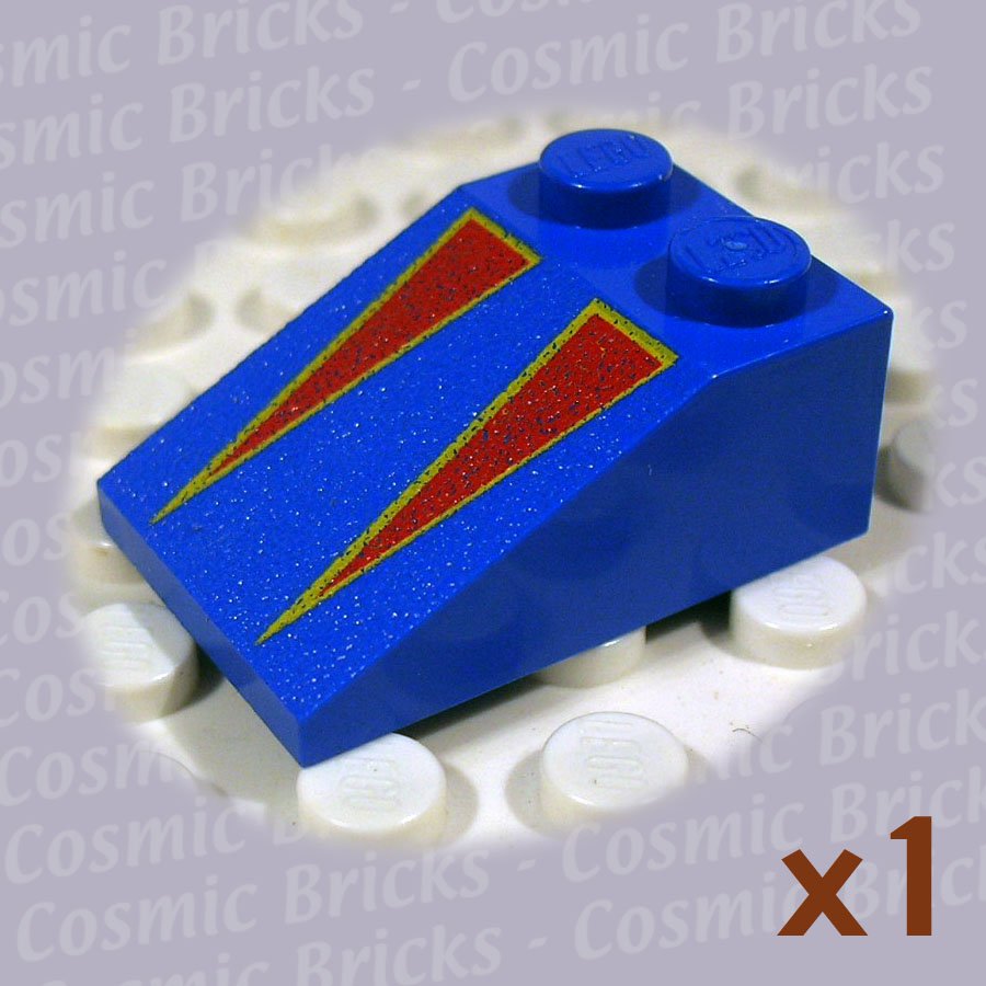 LEGO Blue Slope 33 3x2 Red Triangles Yellow Borders 3298 (single,N)