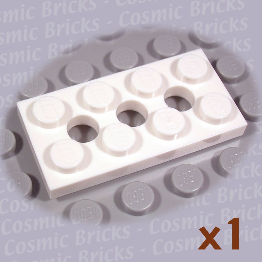 LEGO White Technic Plate 2x4 3 Holes 370901 3709 (single,N)