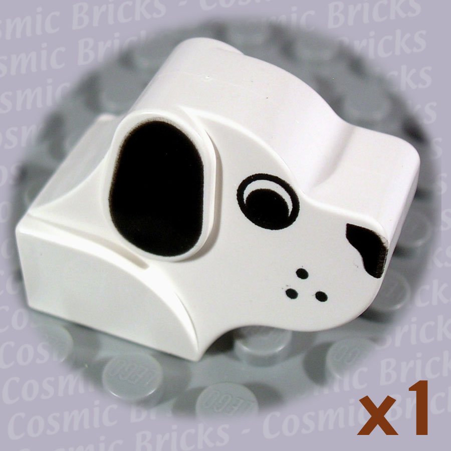 LEGO White Dog Head 2x4x2.3 with Dog Head Pattern 82249 (single,N)