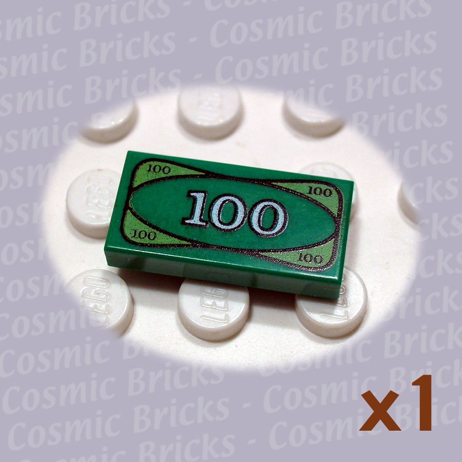 LEGO Dark Green Tile 1x2 with 100 Dollar Bill Money 4295260 82317 ...