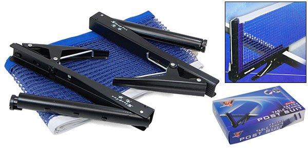 Ping Pong Table Tennis Clamp Post Stand Black with Net