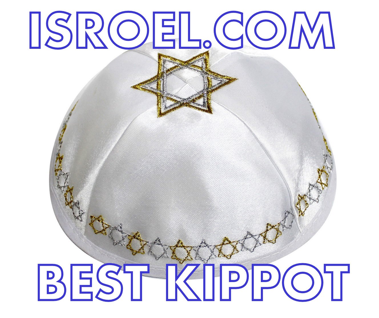 14706- LOT OF MINIMUM 5, SATIN KIPPAH GOLD MAGEN DAVID- 20 CM KIPA ...