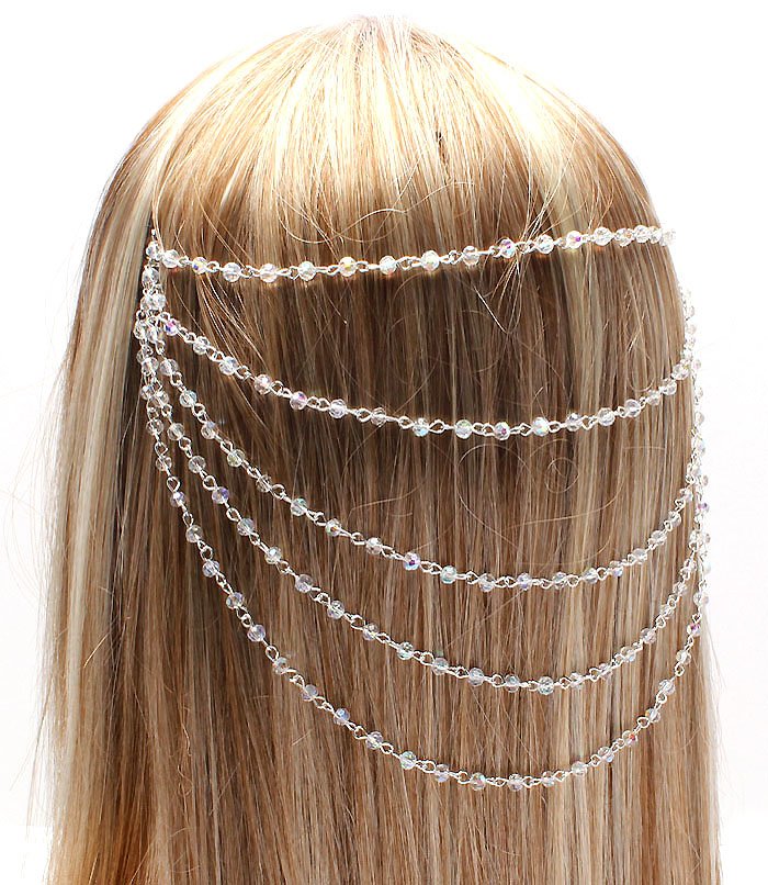 Head Chain Draping Chains Iridescent Crystal Beads Silver Wedding ...