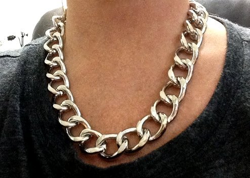 Runway Bold Huge Silver Curb Chain Necklace Statement Heavy Metal ...