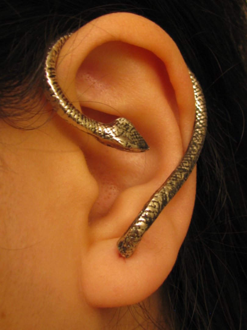 Snake Bite Ear Cuff Wrap Earring Antique Silver Armor Halloween Gothic ...