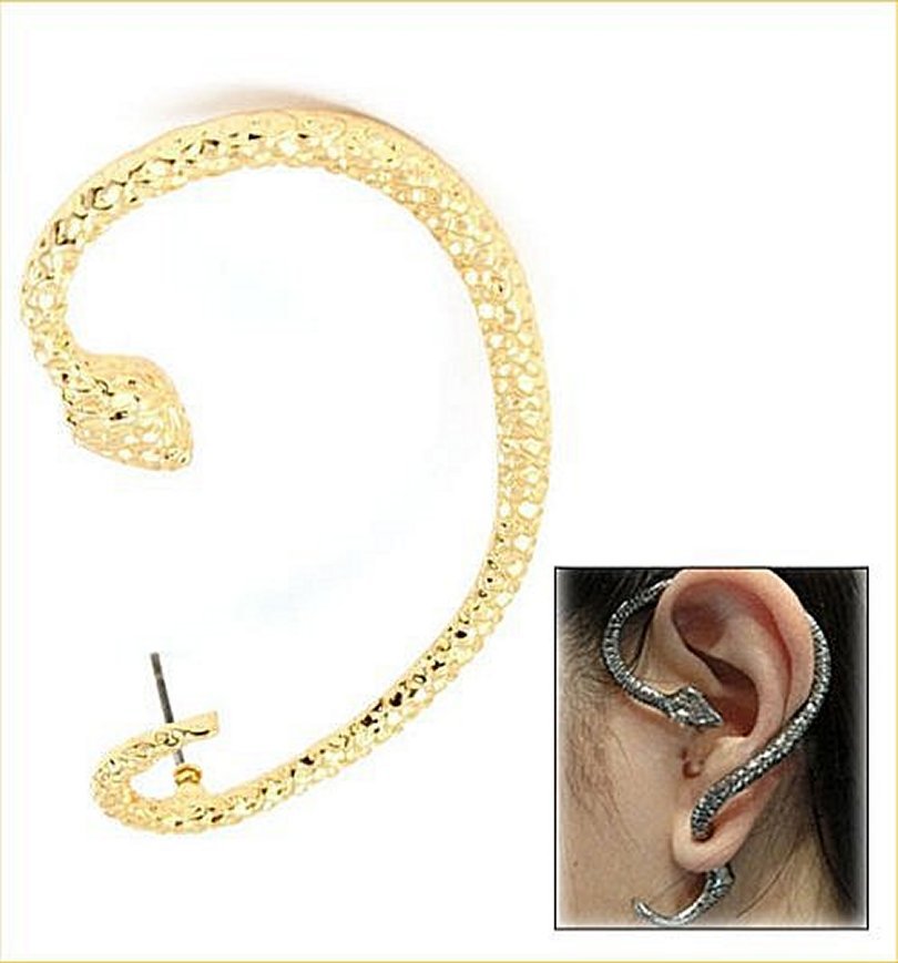 Snake Bite Ear Cuff Wrap Earring Halloween Gold Tribal Armor Gothic ...