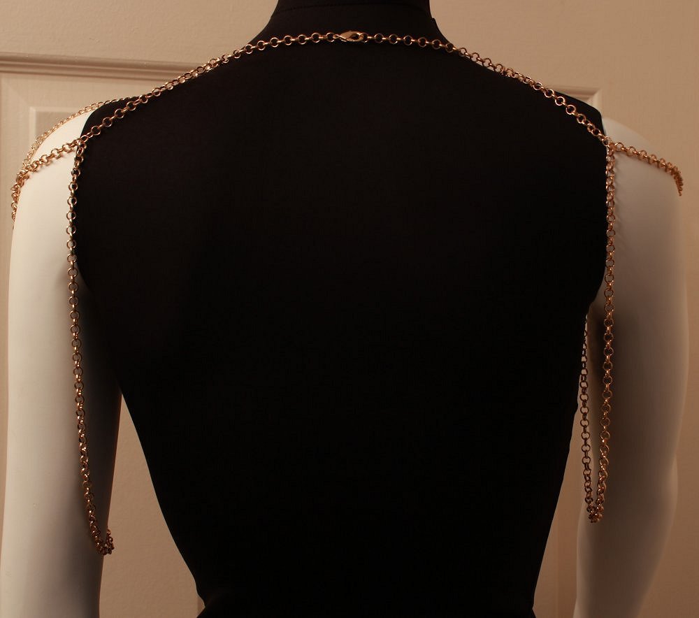 Shoulder Chain Body Jewelry Double Armor Draping Chains Gold Black ...