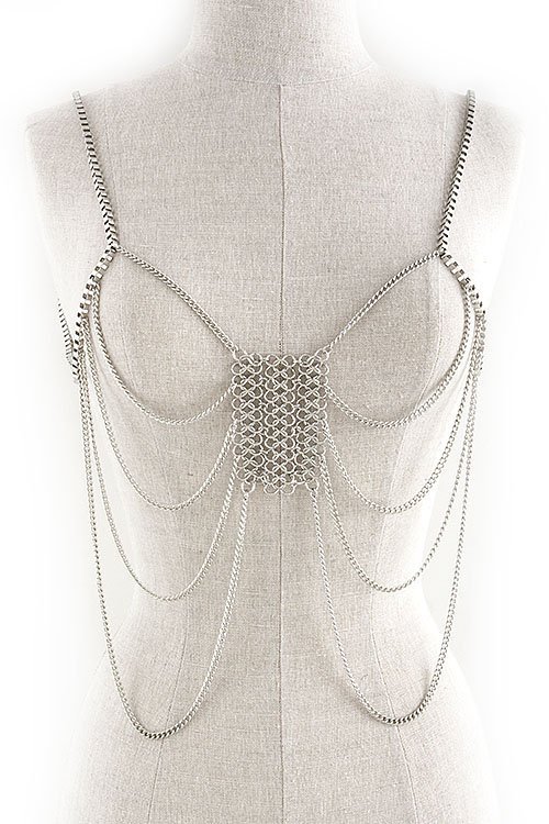 Ribcage Body Chain Avant Garde Draping Metal Box Chains Cage Layered ...