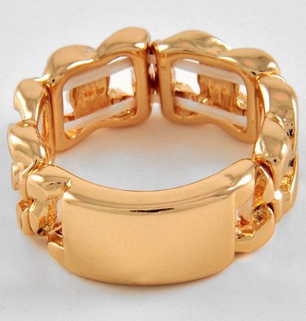 ID Tag Ring Gold Rectangle Bar Designer Celebrity Style Curb Chain Link ...