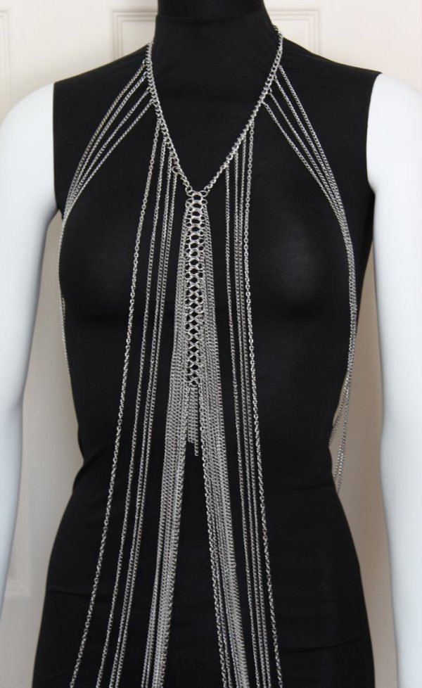 Edgy Body Chain Avant Garde Wrist Bracelet Multi Layered Silver Harness ...